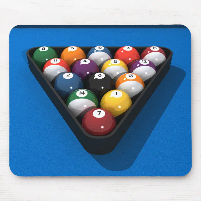 Pool Balls on Blue Felt: Mouse Pad | Zazzle