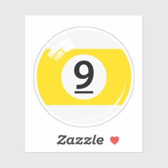 Pool/billiard ball number nine (9) yellow white sticker | Zazzle