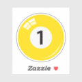 Pool/billiard ball number one (1) yellow sticker | Zazzle
