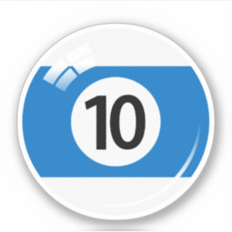 Pool/billiard ball number ten (10) blue white sticker | Zazzle