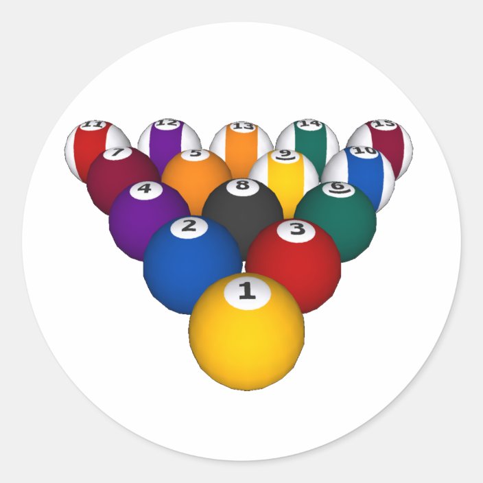 Pool: Billiard Balls: Billiards: Classic Round Sticker | Zazzle.com
