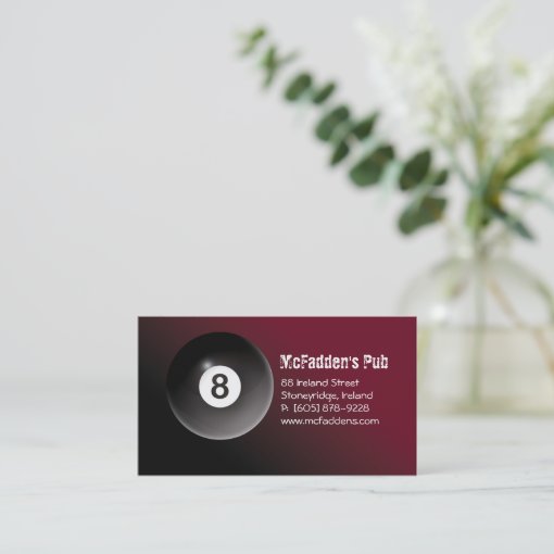 Pool - Billiards 8 Ball Business Card Burgundy | Zazzle