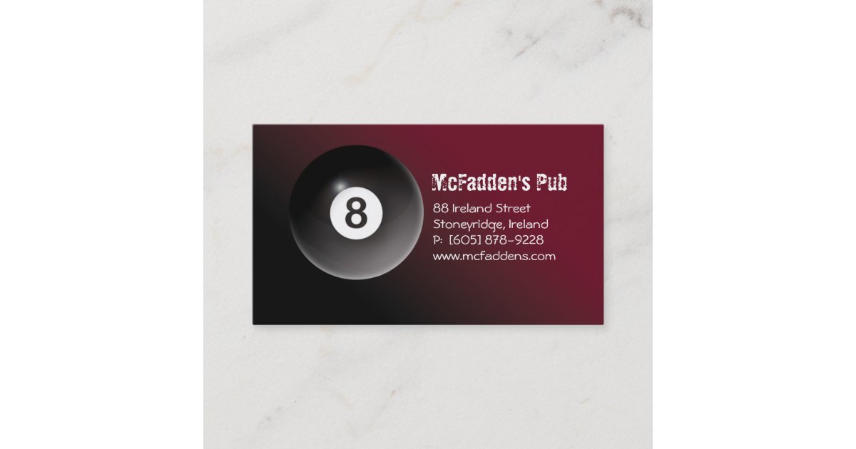 Pool - Billiards 8 Ball Business Card Burgundy | Zazzle
