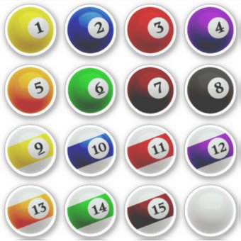 Pool Billiards Balls Full Set Sticker | Zazzle