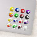 Pool Billiards Balls Full Set Sticker | Zazzle
