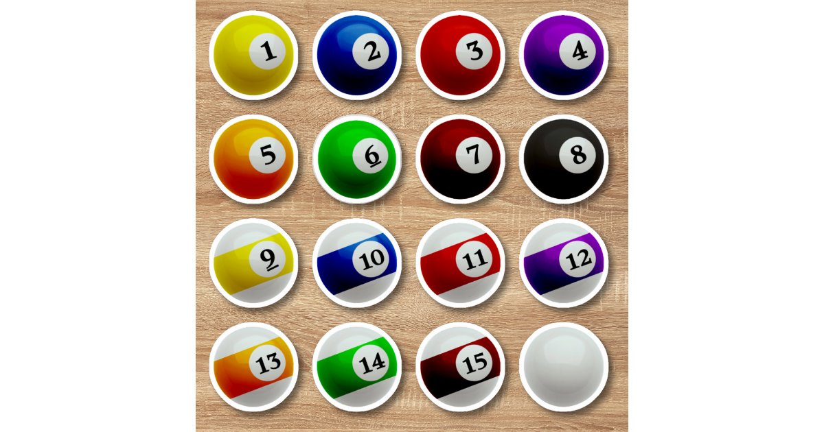 Pool Billiards Balls Full Set Sticker | Zazzle