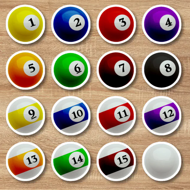 Pool Billiards Balls Full Set Sticker | Zazzle