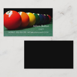 Pool Billiards Coach or Player Balls Table Business Card | Zazzle