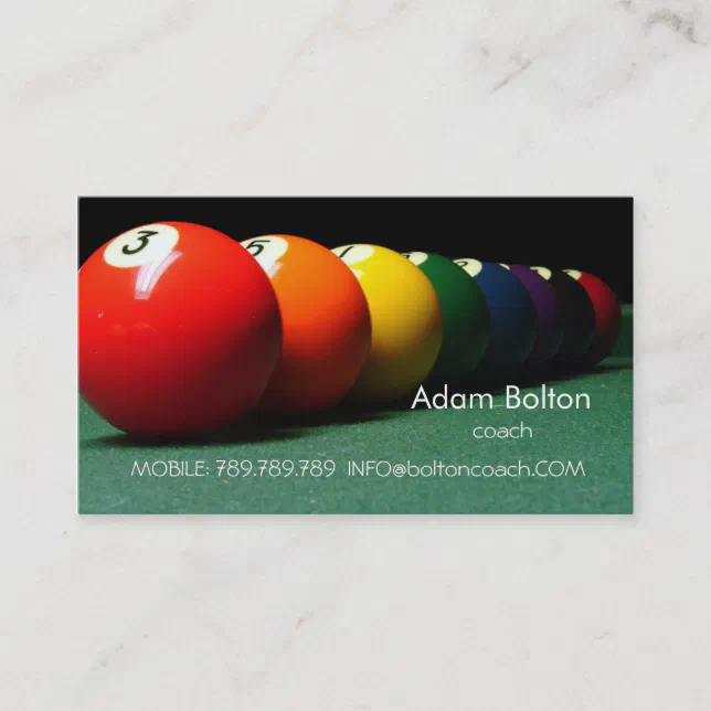 Pool Billiards Coach or Player Balls Table Business Card | Zazzle