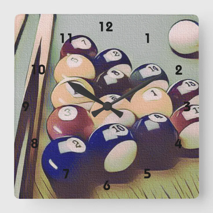 Pool Billiards Games Room Clock | Zazzle
