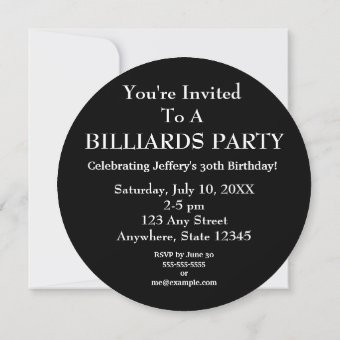 Pool Billiards Theme Party Invitation | Zazzle