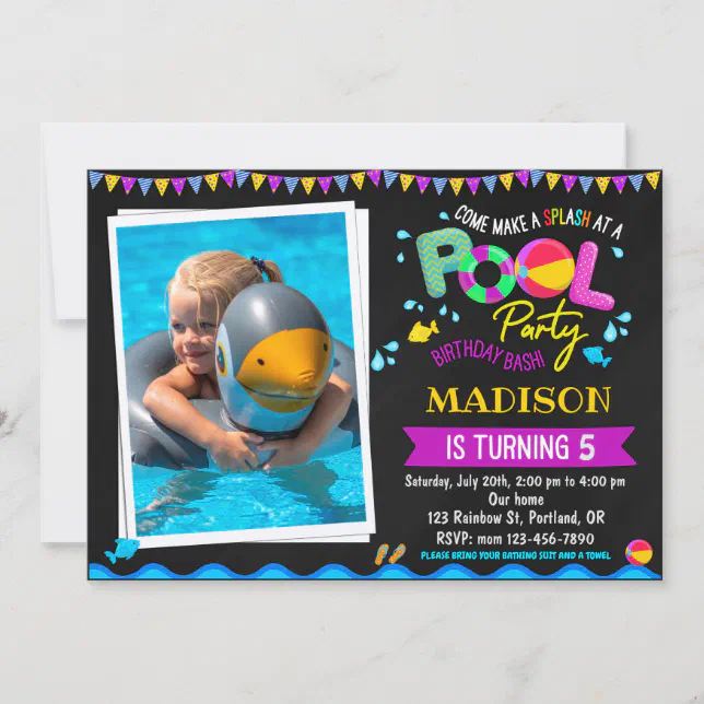 Pool birthday invitation Pool party invitation | Zazzle