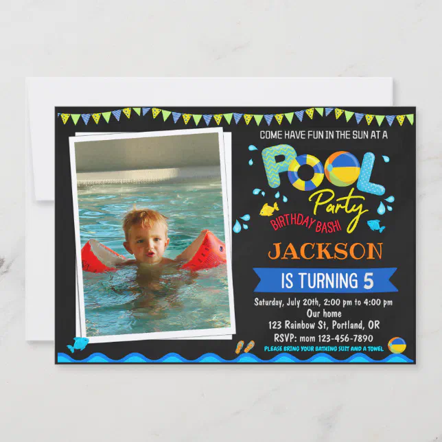Pool birthday invitation Pool party splash invite | Zazzle