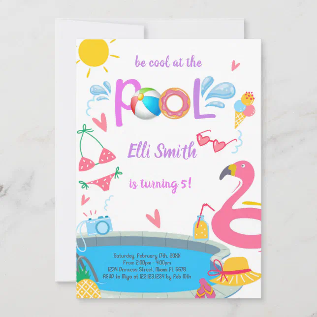 Pool Birthday Party Invitation | Zazzle
