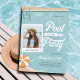 Pool Birthday Party Modern Summer Teen Tween Photo Invitation | Zazzle