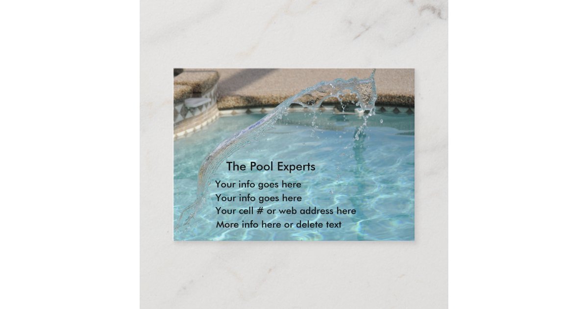 Pool blue water splash Business Cards | Zazzle