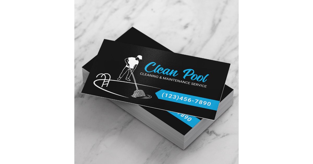Pool Cleaning & Maintenance Service Business Card | Zazzle