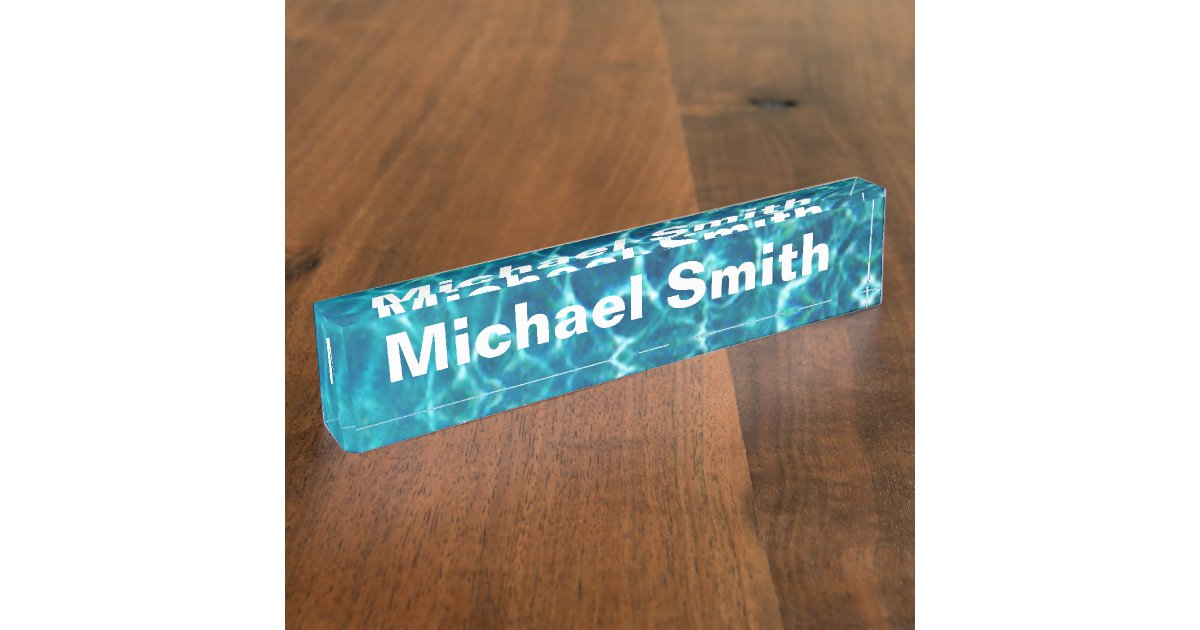 Pool Cool Blue Water Nameplate | Zazzle