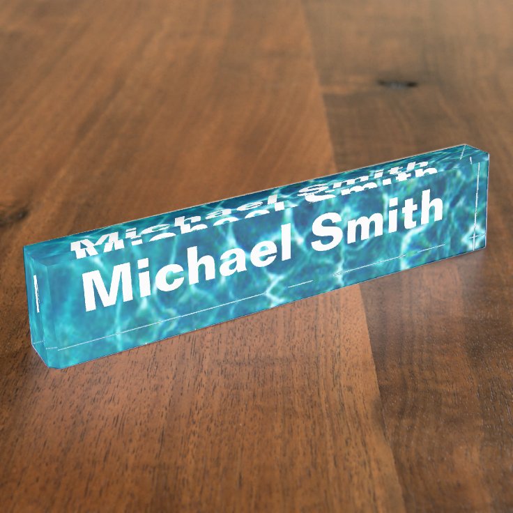 Pool Cool Blue Water Nameplate | Zazzle