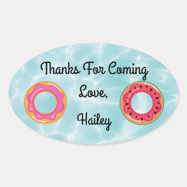 Pool Floatie Party Thank You Sticker | Zazzle