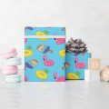 Pool Floats Patterned Bright Blue and Pink Summer Wrapping Paper | Zazzle