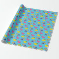 Pool Floats Patterned Bright Blue and Pink Summer Wrapping Paper | Zazzle
