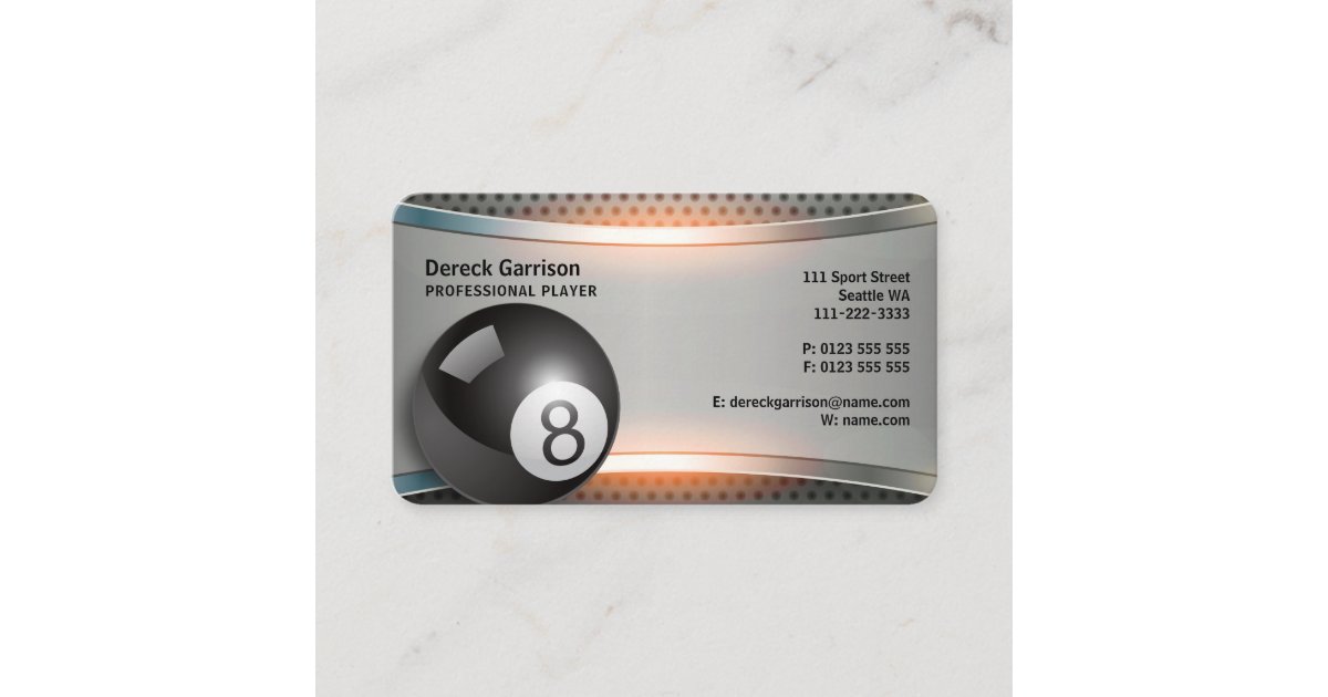Pool Game | Professional Player Business Card | Zazzle