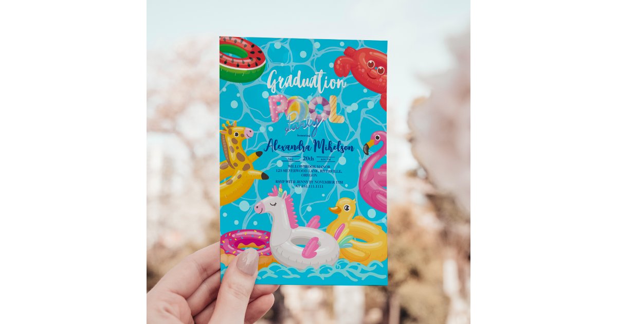 Pool Graduation Party Summer Grad Invitation | Zazzle