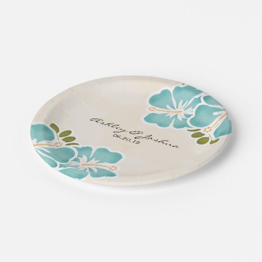 Pool Hibiscus Hawaiian Wedding Paper Plates | Zazzle