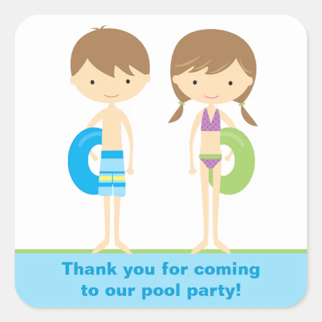 Pool Kids Party Stickers | Zazzle