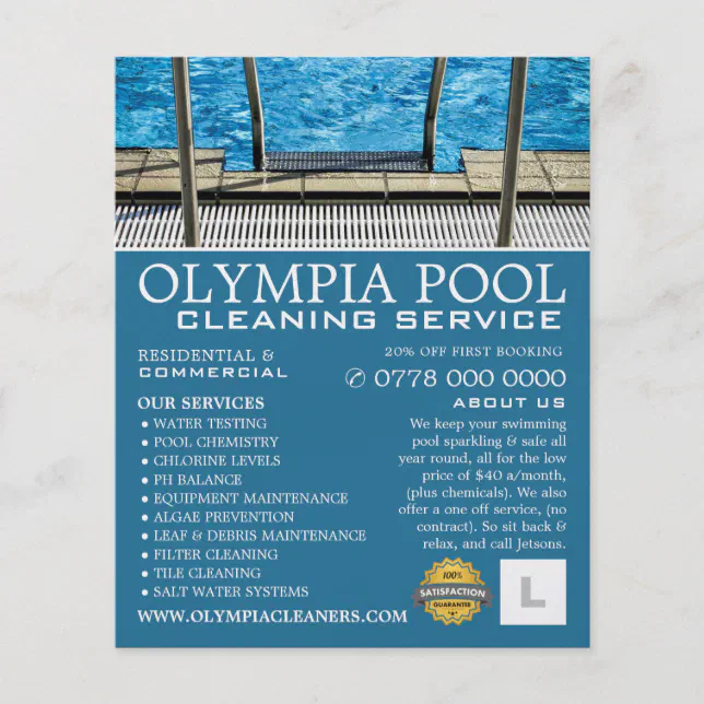 Pool Ladder, Swimming Pool Cleaning Advertising Flyer | Zazzle
