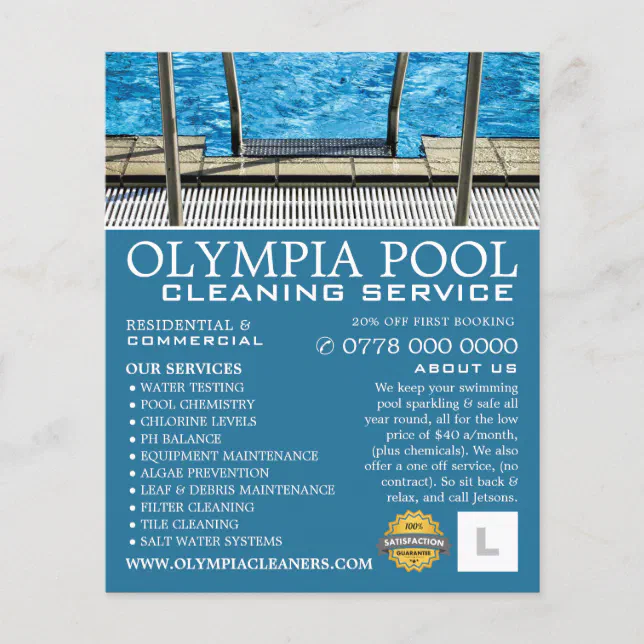 Pool Ladder, Swimming Pool Cleaning Advertising Flyer | Zazzle