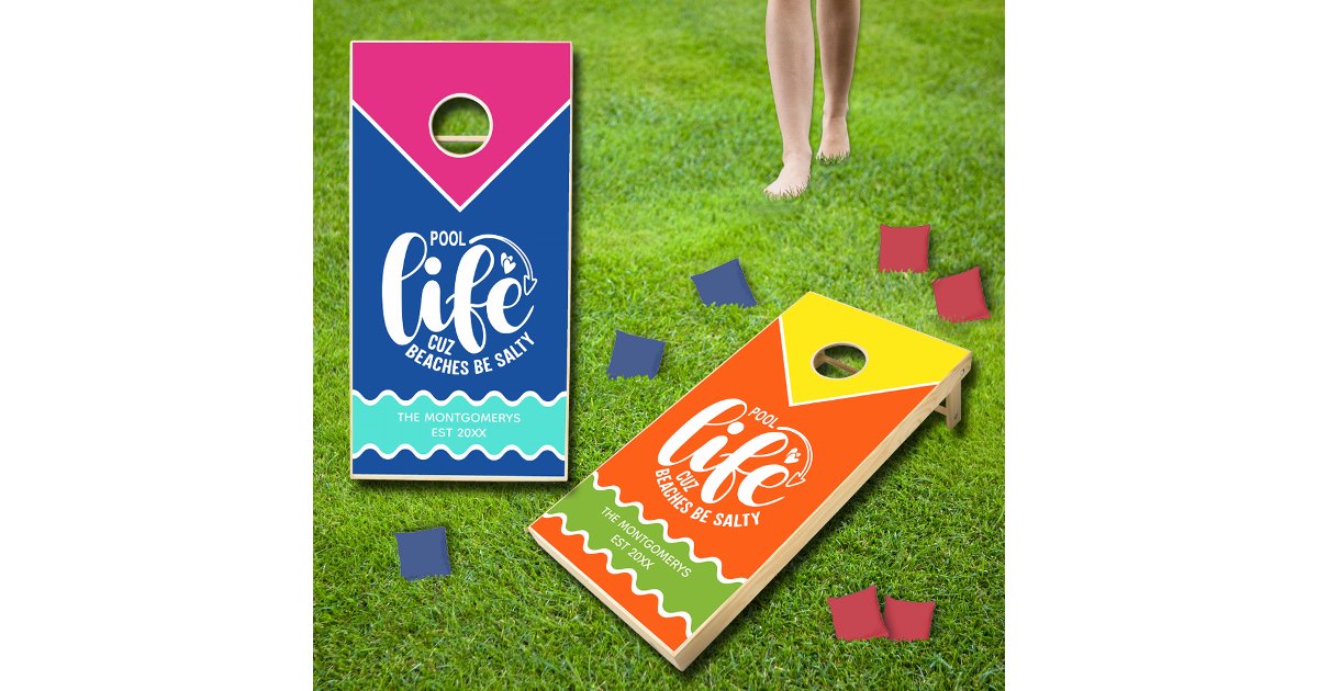 Pool Life Colorful Personalized Cornhole Set | Zazzle