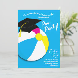 Pool Party Beach Ball Graduation Party Invitation | Zazzle