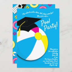 Pool Party Beach Ball Graduation Party Invitation | Zazzle