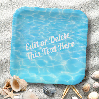 Pool Party Beach Party Summer Party Blue Water Paper Plates | Zazzle