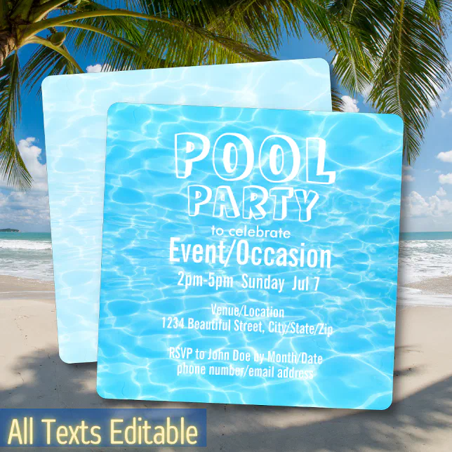 Pool Party Beach Party Summer Party trendy modern Invitation | Zazzle