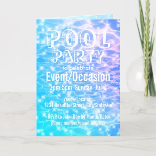 Pool Party Beach Party Summer Party water ripples Invitation | Zazzle