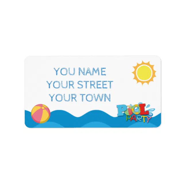 Pool Party Birthday Address Labels | Zazzle