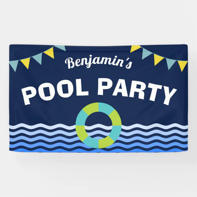 Pool Party Birthday Banner | Zazzle