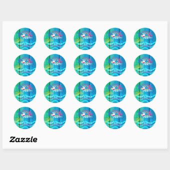 Pool Party Birthday Celebration Classic Round Sticker | Zazzle