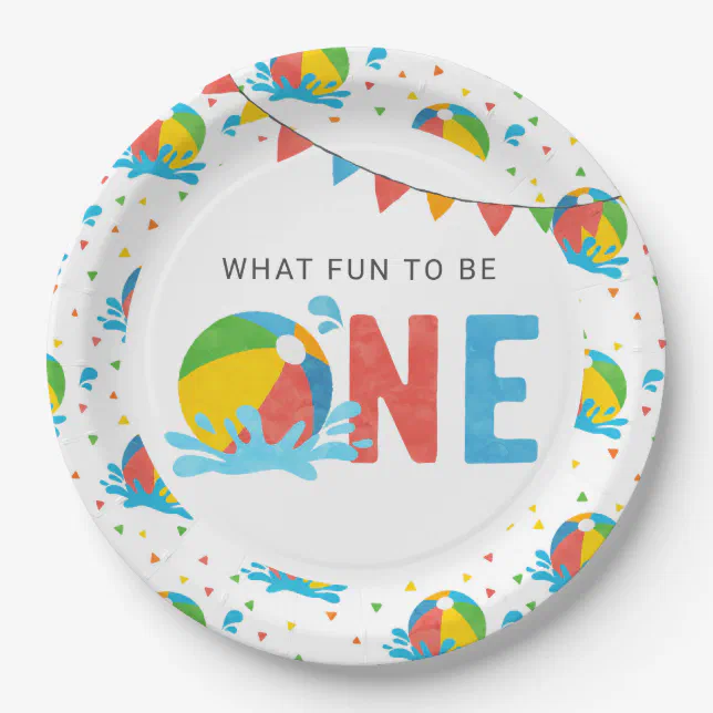 Pool Party Birthday Decor Supplies Paper Plates | Zazzle