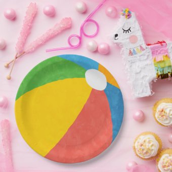 Pool Party Birthday Decor Supplies Paper Plates | Zazzle