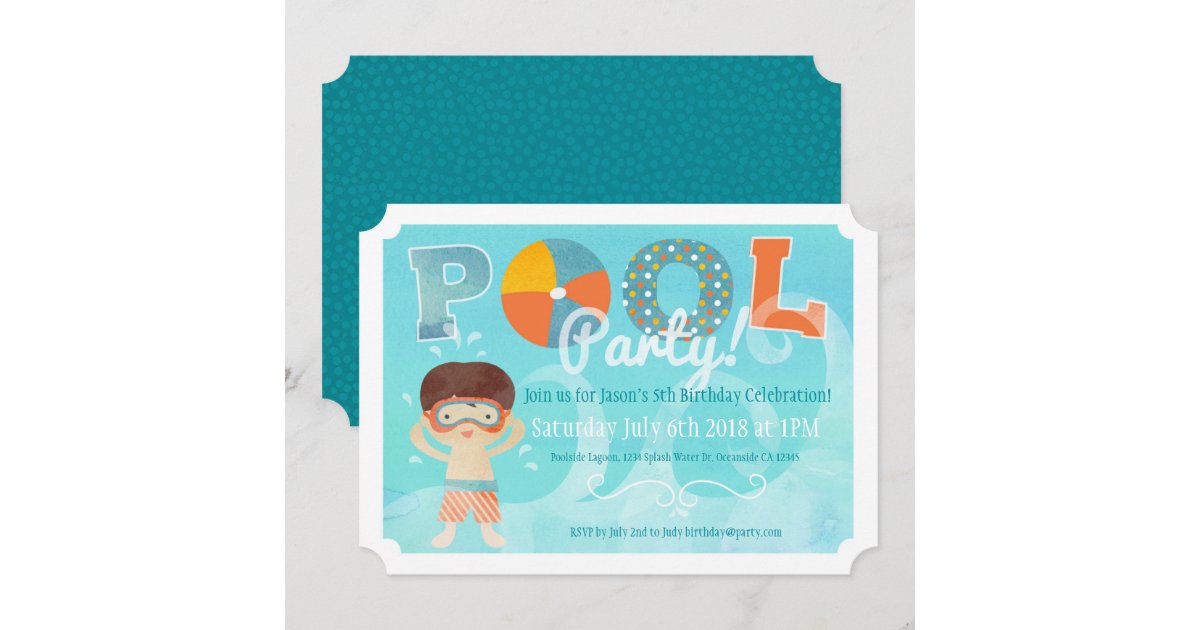Pool Party Birthday Invitation | Zazzle