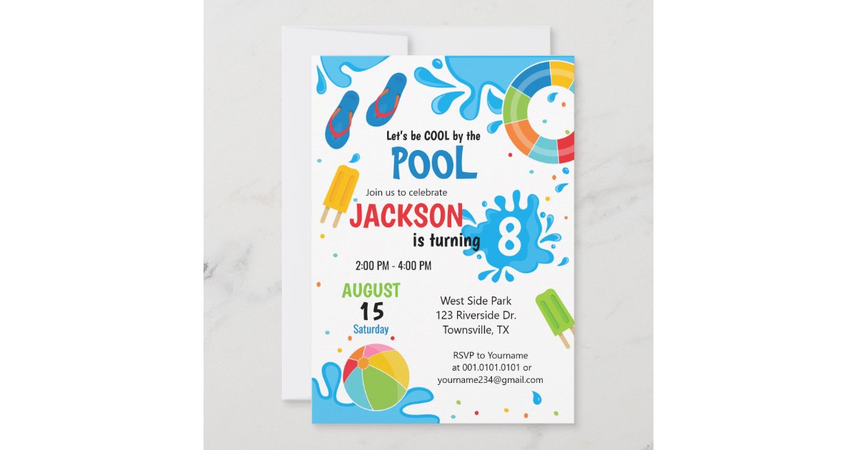 Pool Party Birthday Invitation | Zazzle