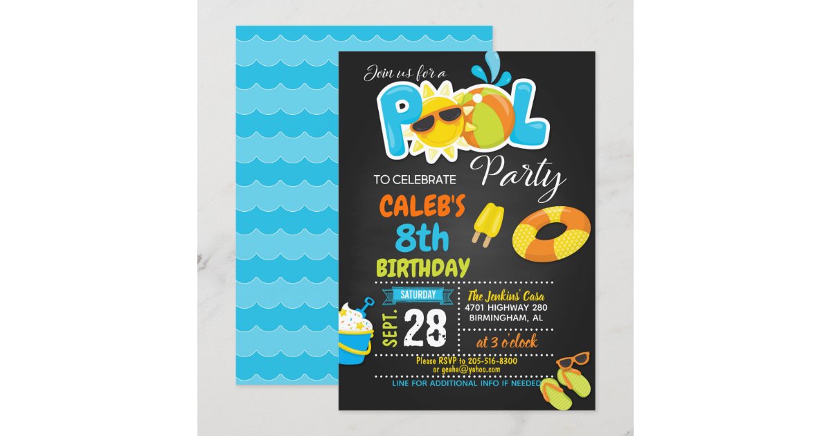 Pool Party Birthday Invitation - Boy | Zazzle