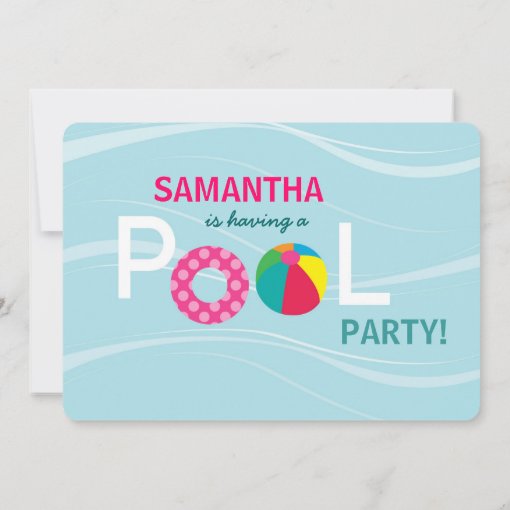 Pool Party Birthday Invitation Card | Zazzle
