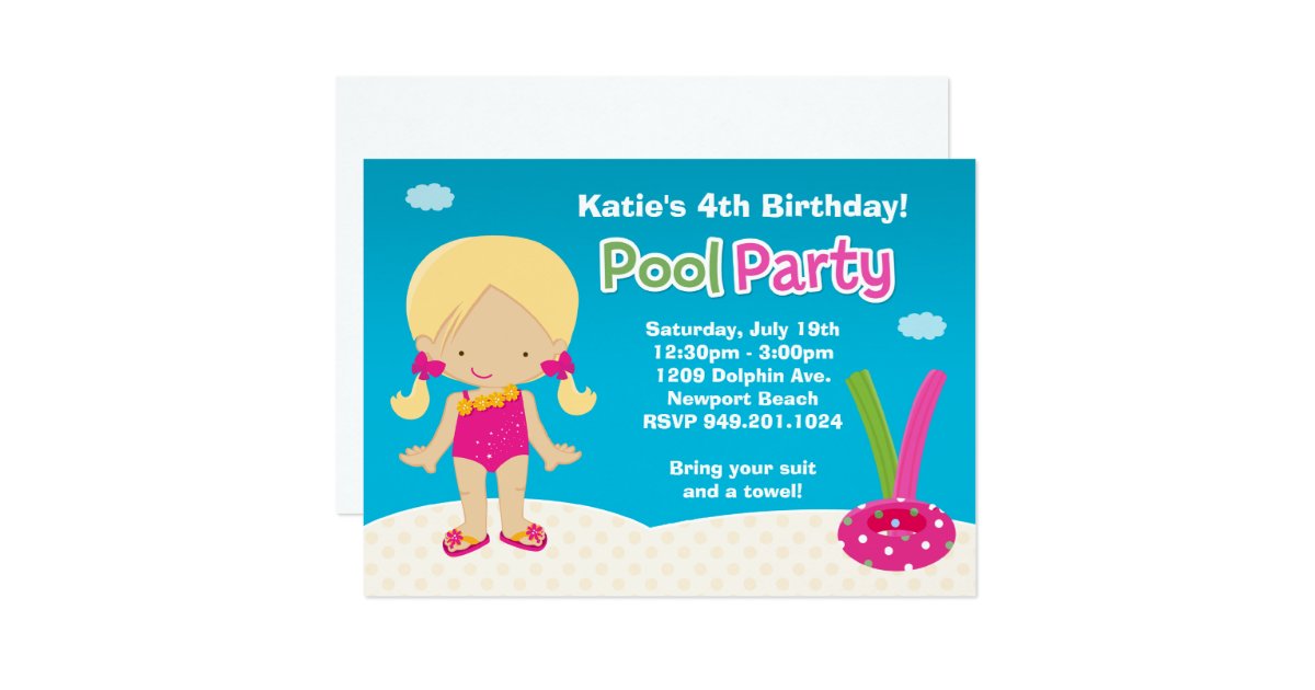 Pool Party Ideas Birthday Invitations
