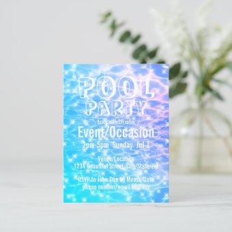 Pool Party Birthday Pool Party Beach Party Cool Invitation Postcard ...
