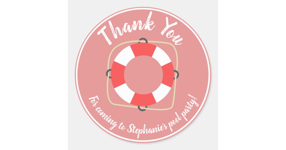 Pool Party Birthday Stickers | Zazzle